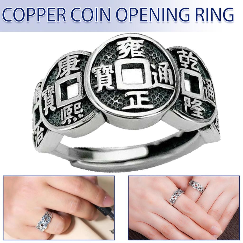 Cheap IDH Five Emperor Coin Auspicious Open Ring Women Men Adjustable ...