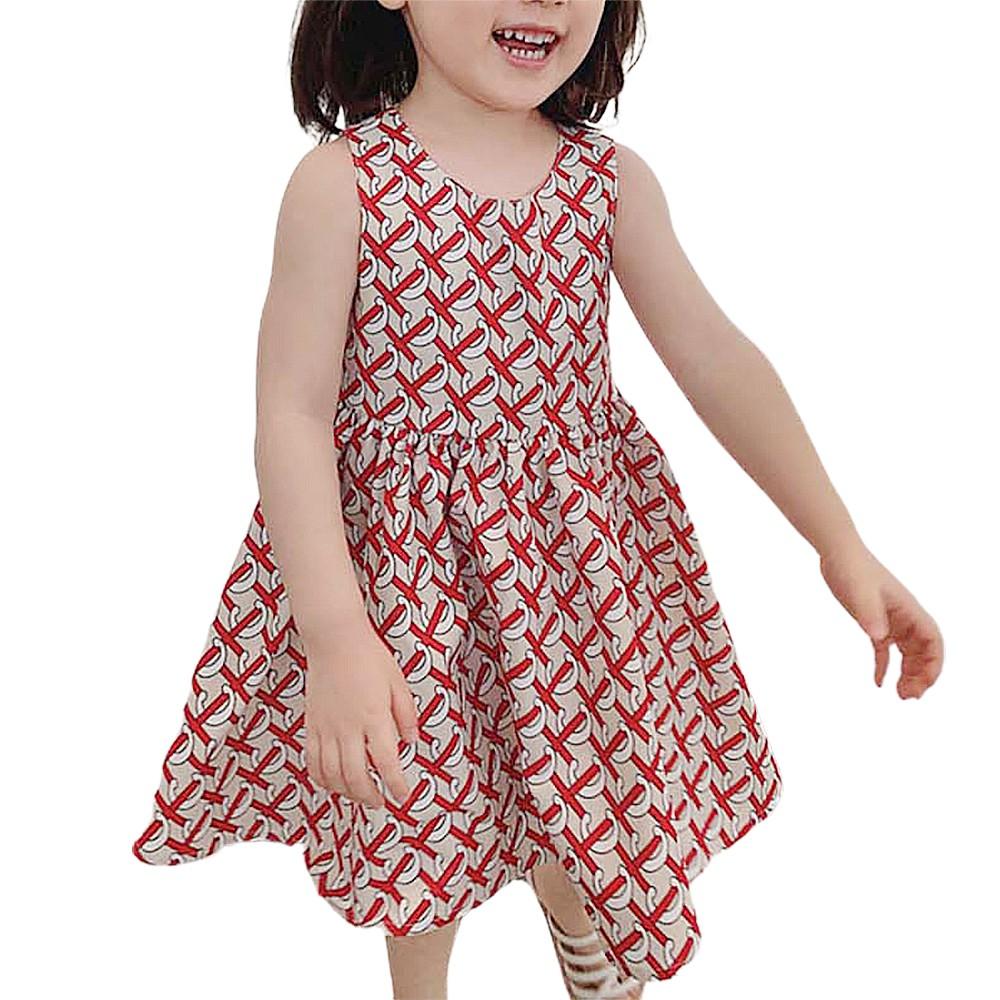 Satın alın Flower Printed Girls Sleeveless Summer Dress Kids Backless ...