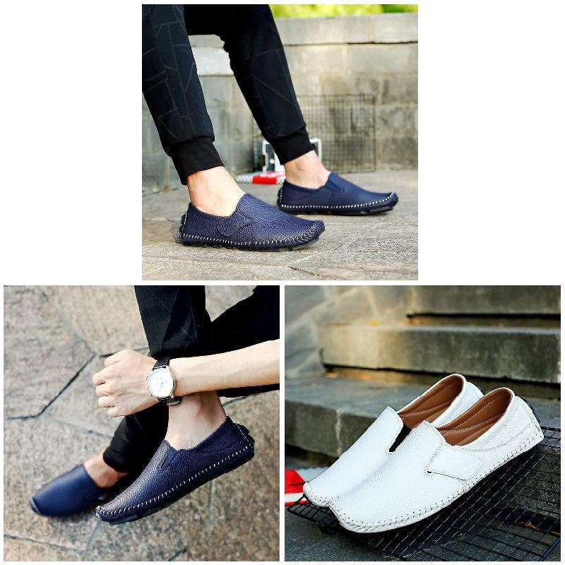 Buy Breathable Toe Leather Autumn Shoes Male Casual Round Soft for ...