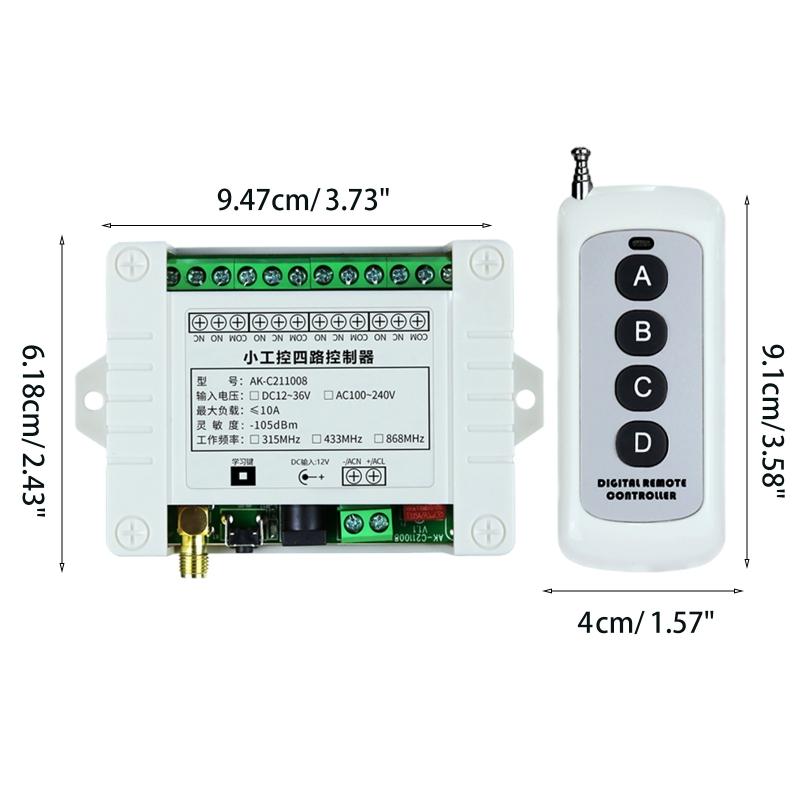 315/433 MHz Industrial Sector DC 12V 4CH RF Wireless Remote Control ...