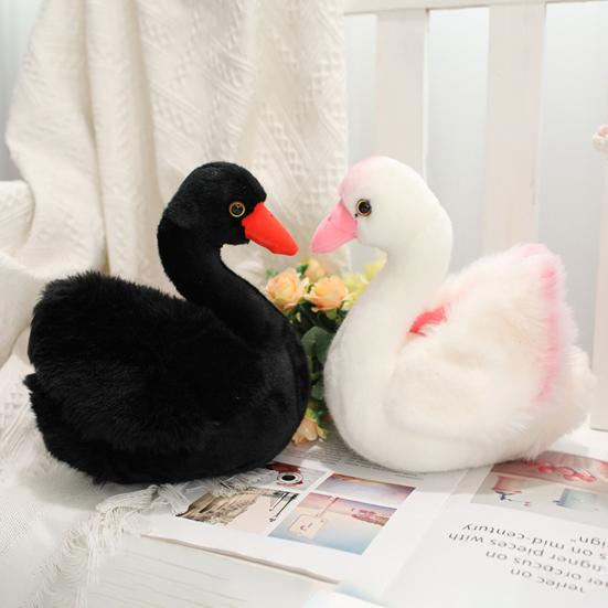 Cheap Plush Animal Doll Black/White Swan Ornament Fluffy Cute Stuffed ...