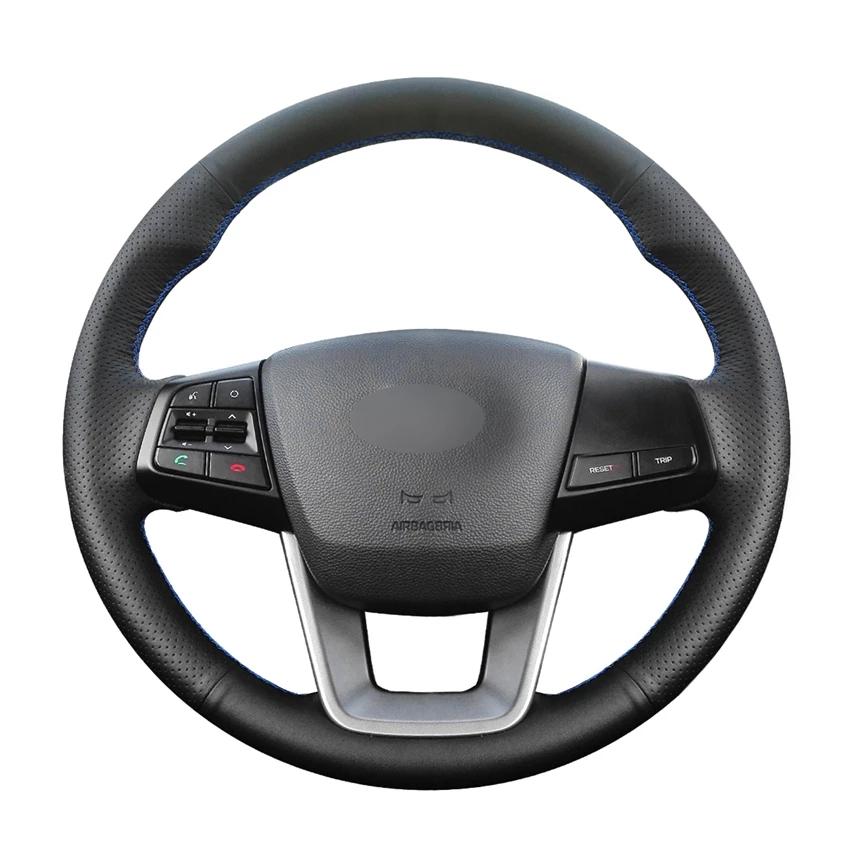 Cheap Black PU Faux Leather Hand-stitched Car Steering Wheel Cover for ...