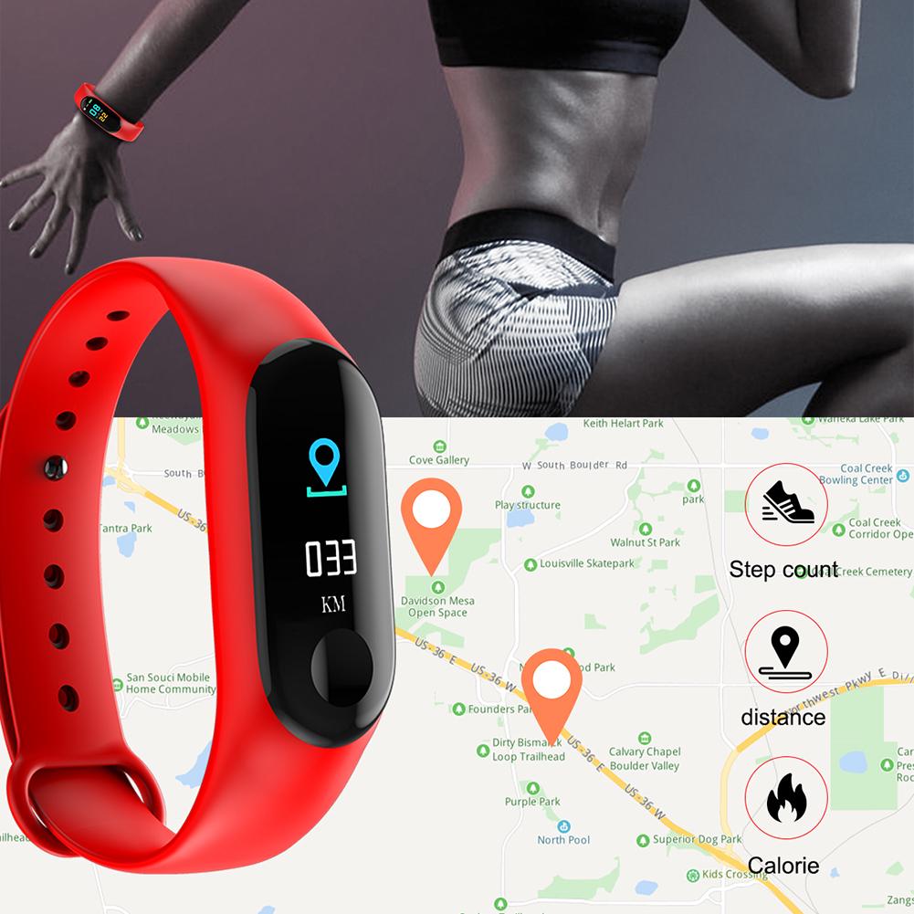 Buy M3 Color Screen Smart Bracelet Fitness Tracker Step Counter Heart ...