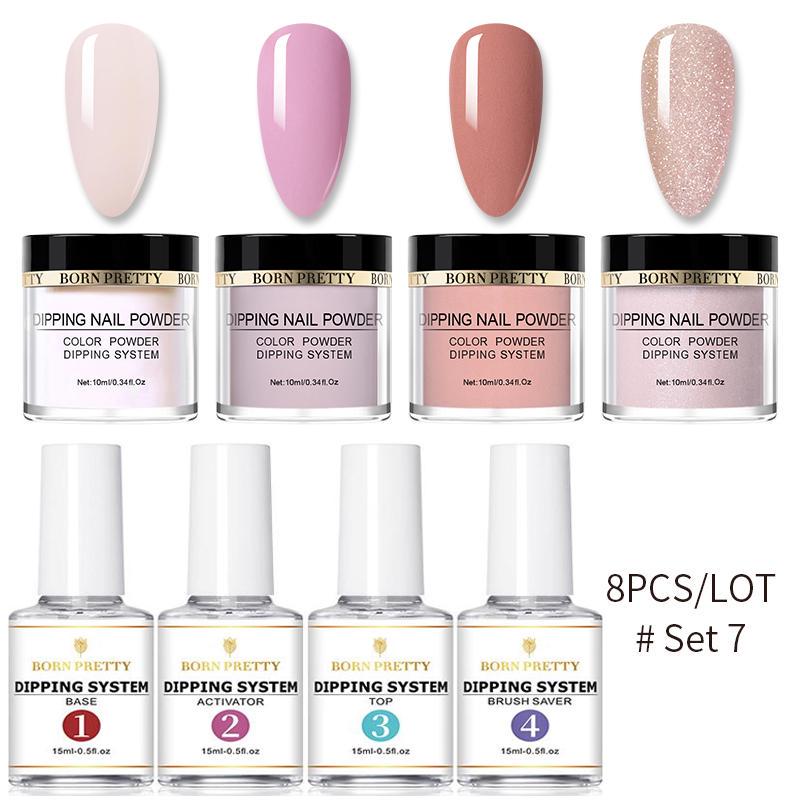 Buy 8 Pcs Dip Powder Set Acrylic Powder and Liquid Natural Dry Color ...