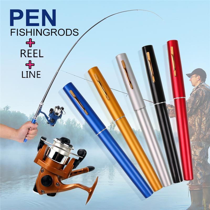 Mini Telescopic Pen Fishing Rod and Spinning Reel Set Portable fishing ...