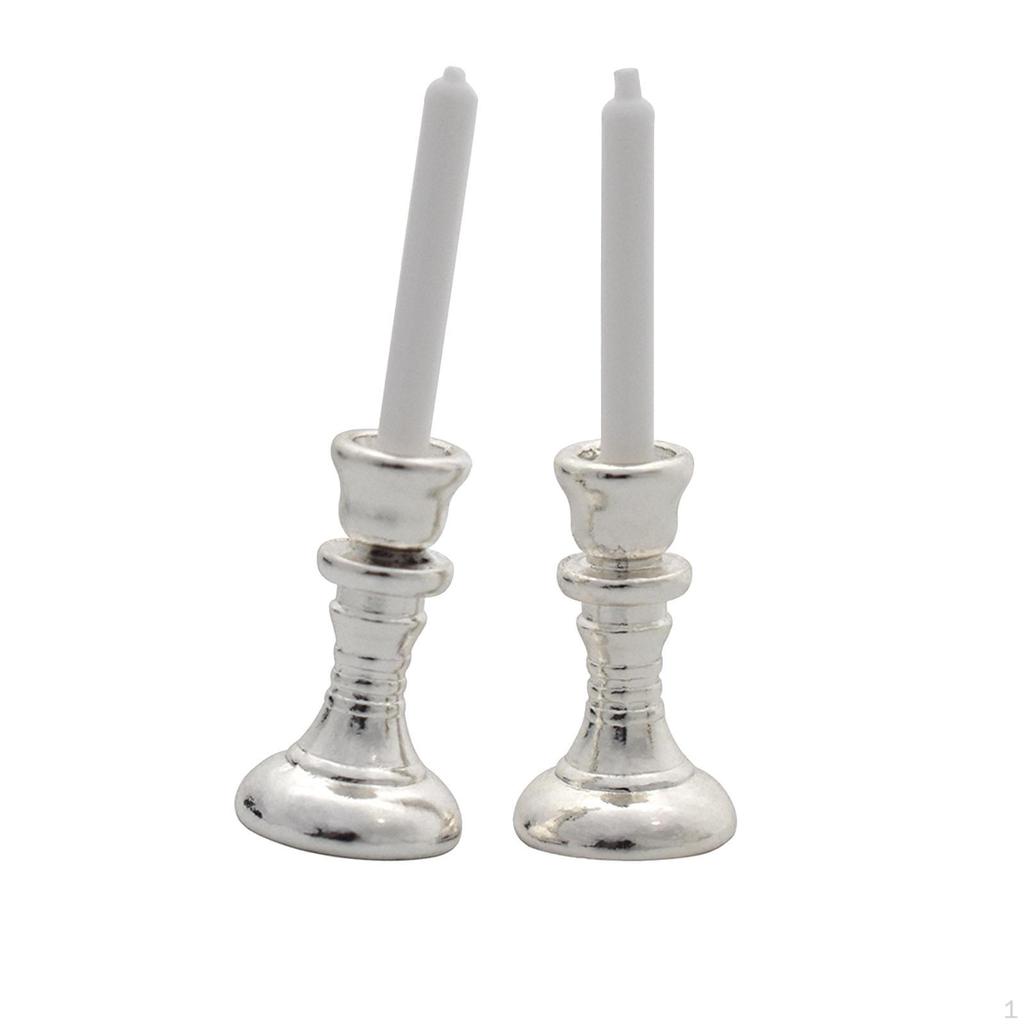 Buy Simulation Dollhouse Candlesticks Fake Candles Candle Holder White ...