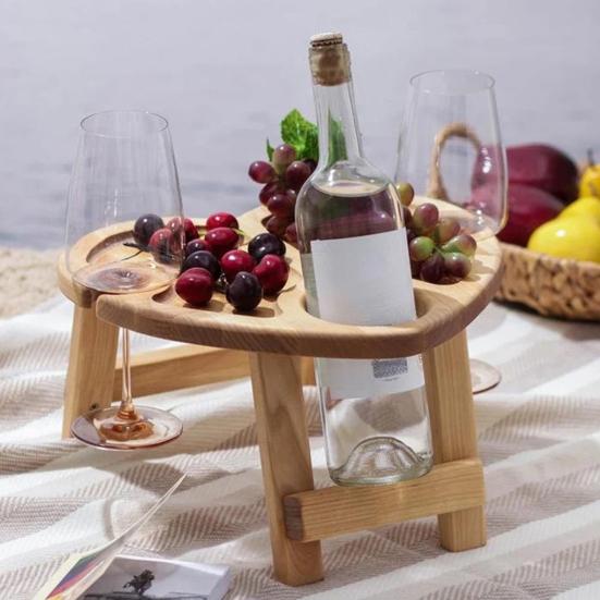 Buy Portable Wine Table Folding Collapsible Space-saving Wooden Heart ...