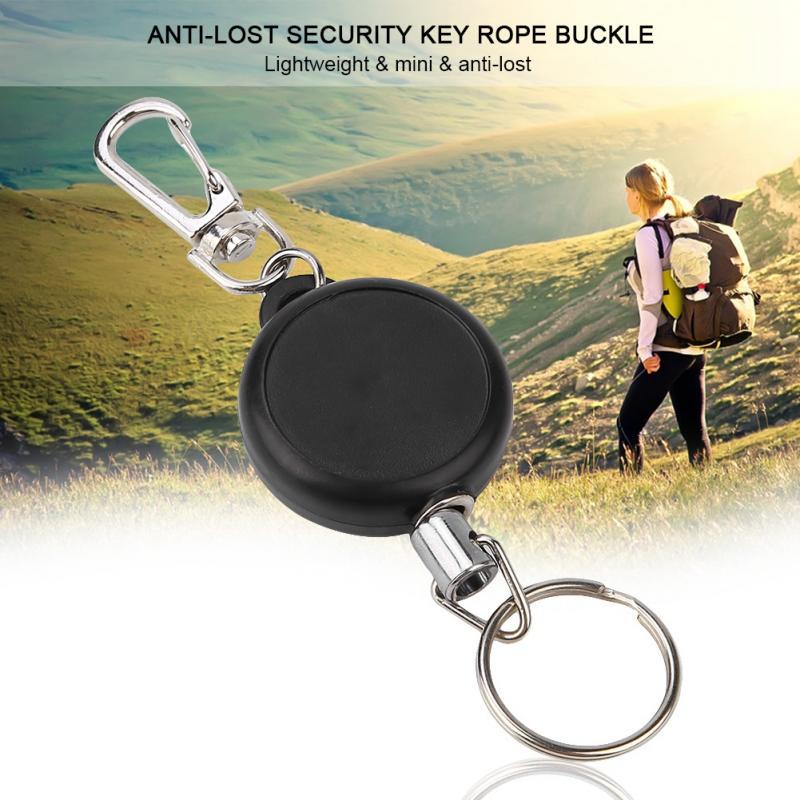 60cm Steel Wire Rope Retractable Key Chain Stretching Keys Clasp Anti ...