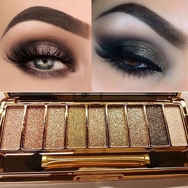Buy 9 Colors Waterproof Makeup Eyeshadow Glitter Palette with Brush at ...
