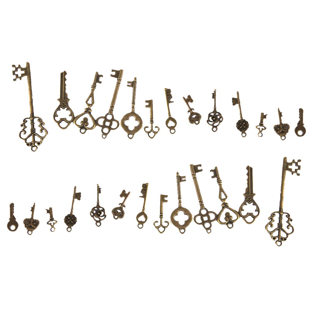 Buy 26 Retro Mixed Key Shape Charms Antique Bronze Alloy Pendants ...