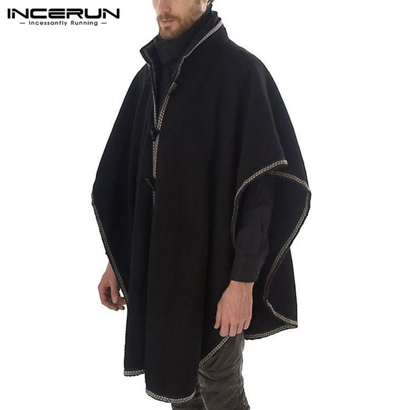 Buy INCERUN S-5XL Winter Autumn Mens Casual Cloak Coat Man Shawl Poncho ...
