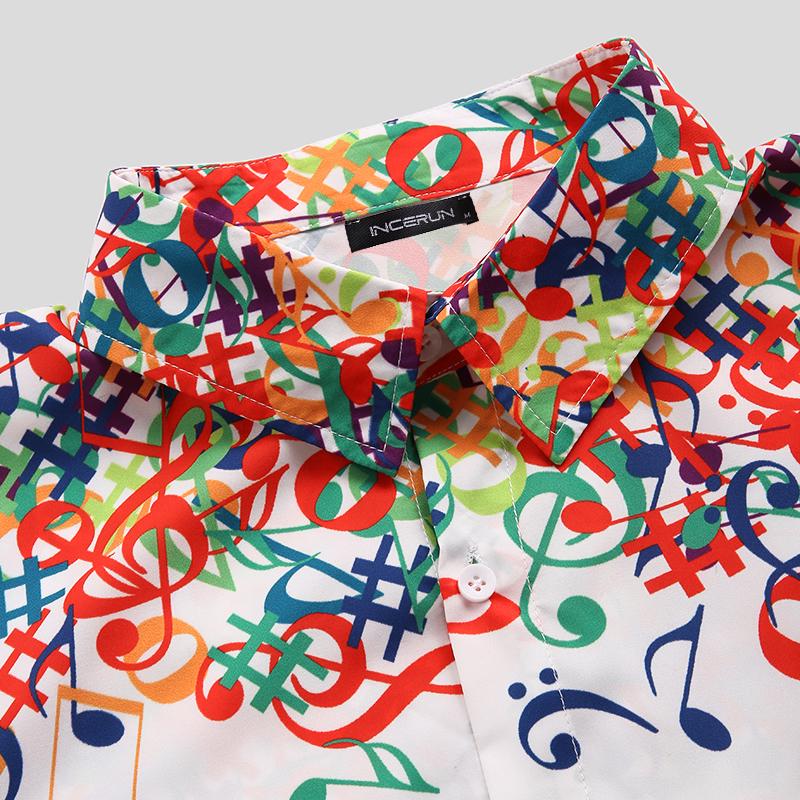 Buy INCERUN Fashion Musical Note Print Blouse 2020 Spring Colorful ...