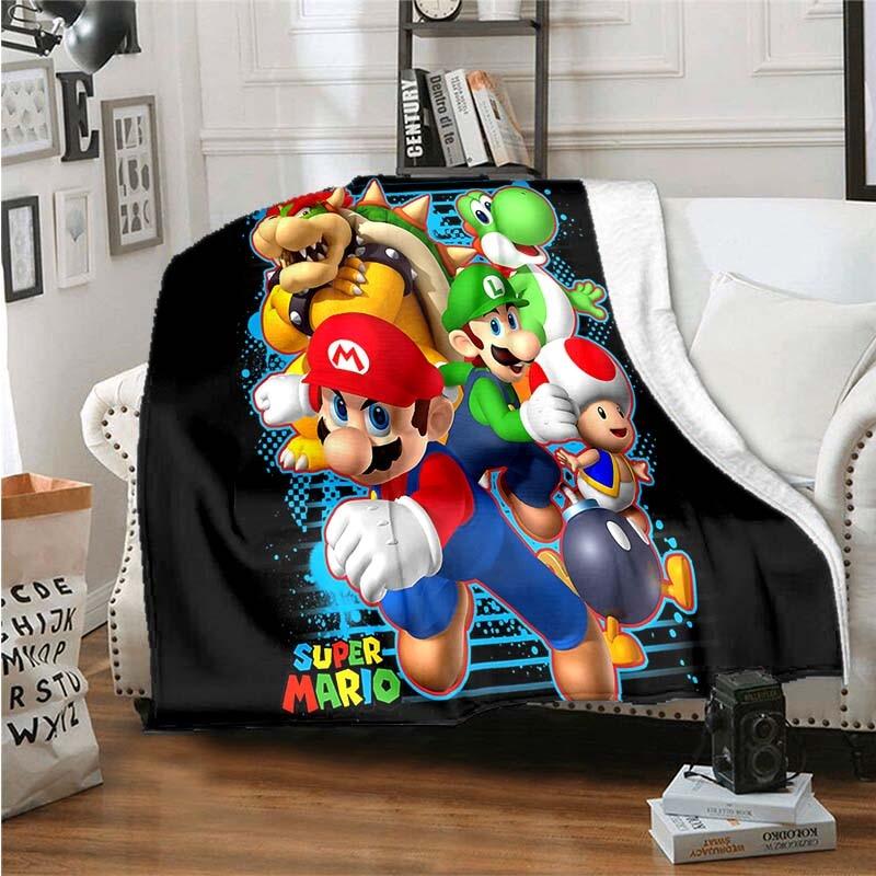 Cartoon Mario Bros Throw Blanket Soft Comfortable Sofa Blankets and ...
