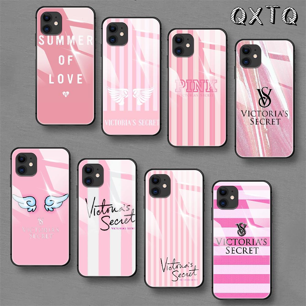Fashion Pink Victoria Vs Tempered Glass Phone Case Cover For IPhone ...