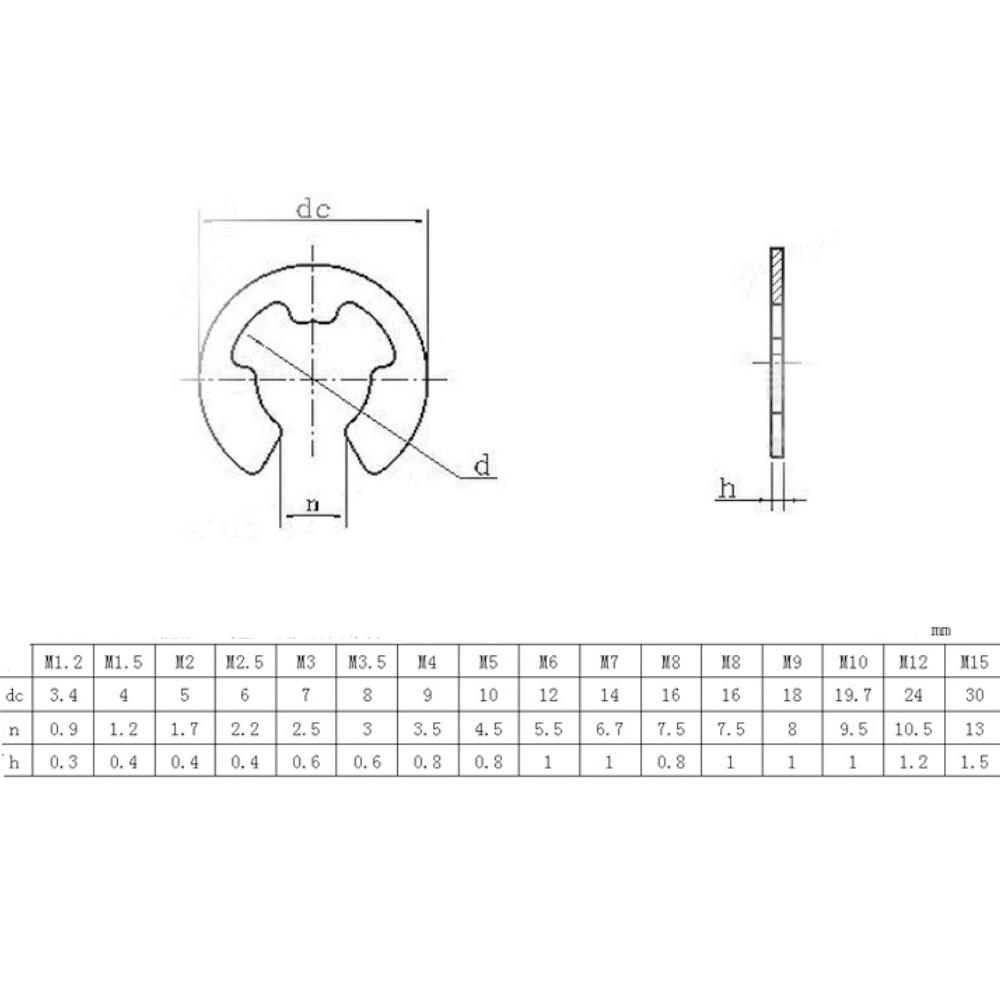 Buy 100pcs Open Split Washer M1.5-M10 E-type Circlip Buckle Carbon ...