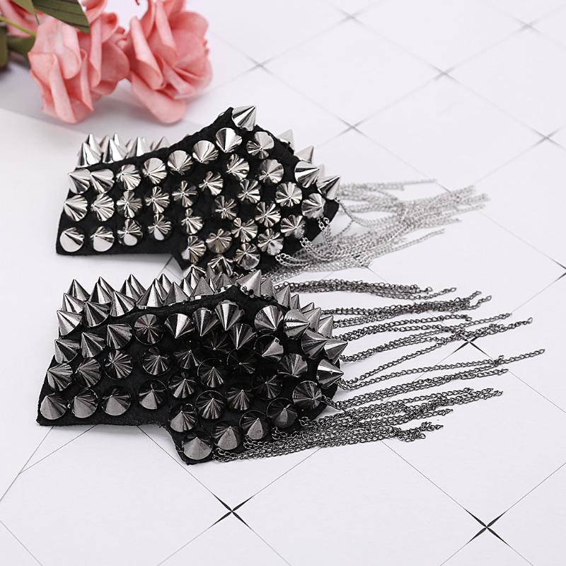 Buy Punk Gothic Tassel Stud Rivet Pin Brooch Epaulette Shoulder Mark ...