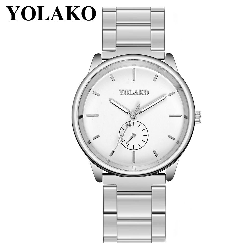 Buy YOLAKO Men's Luxury Business Steel Strip Watch With Simple Mirror ...
