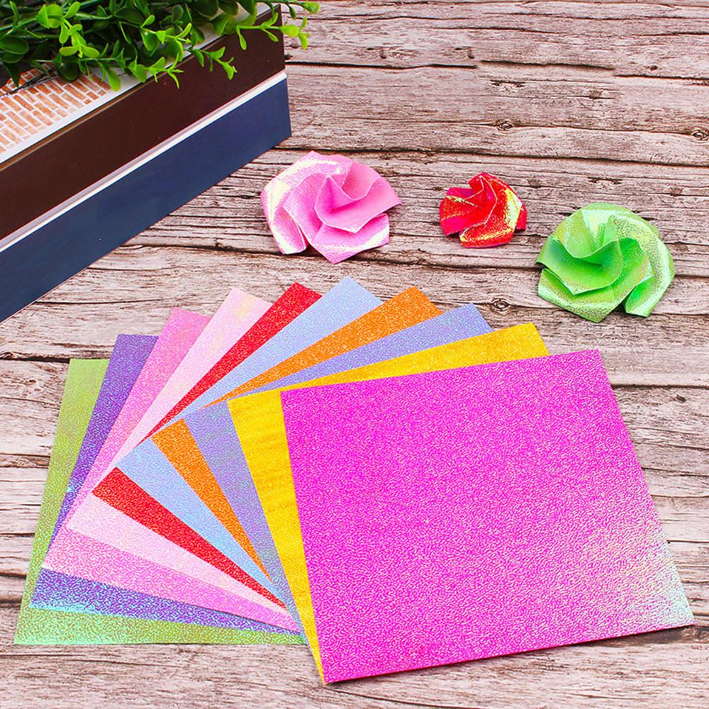 Buy 50pcs Square Origami Paper Single Side Glitter Folding Papers Color ...