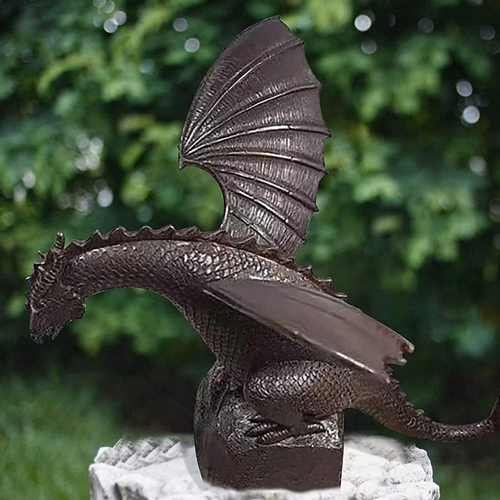 Animal Figurine Dragon Statue Water Fountain Sculpture Decor Garden ...