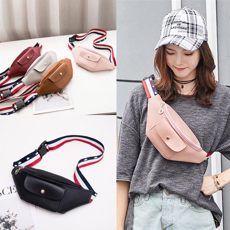 Women PU Leather Sports Waist Bag Pack Belt Zipper Pouch Lady Luxury ...
