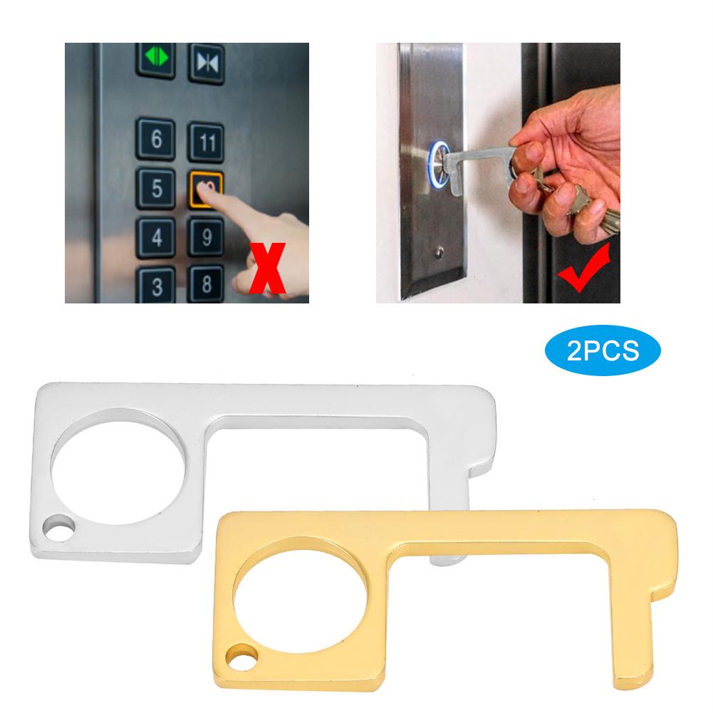 Buy 2pcs Portable Isolation Key Chain Metal Non-Contact Elevator Press ...