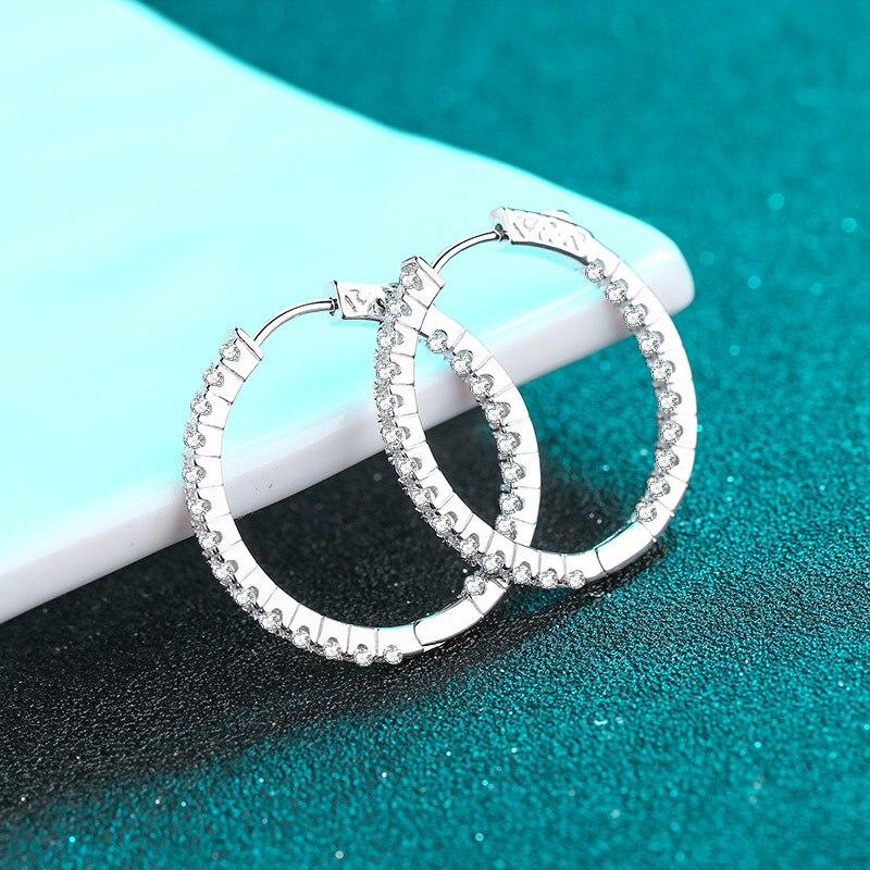 Buy Moissanite Loop Earrings For Women 925 Sterling Sliver 2 .88ct Lab ...