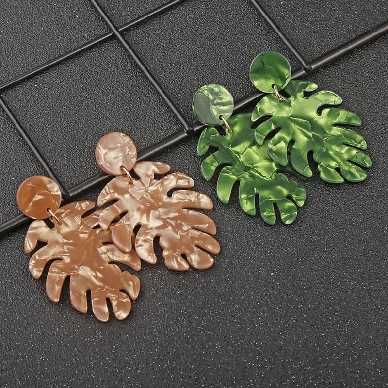 Buy Monstera Leaf Drop Dangle Earrings Acrylic Statement Tropical Plant ...