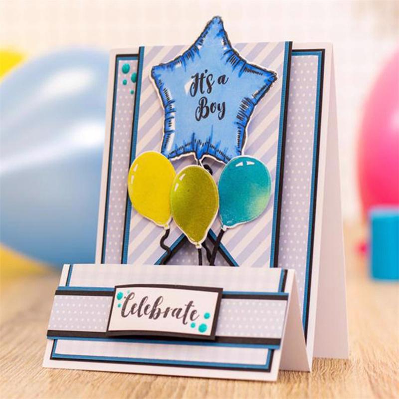 Buy Birthday Party Balloon Stamp and Dies Set Scrapbooking Christmas ...