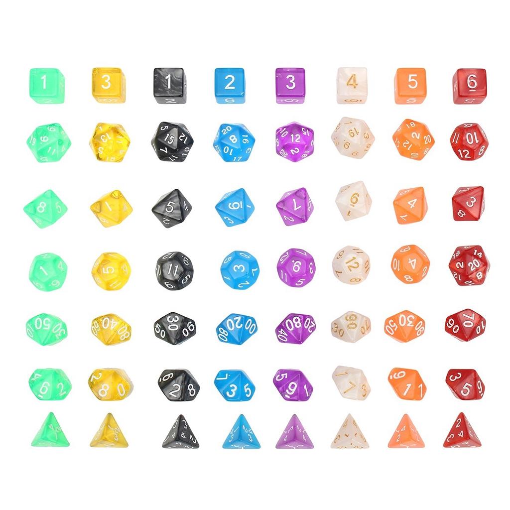 Buy 56 Pcs Game Dice 8 Sets 4D 6D 8D 10D 12D 20D Pouch Games Learning ...