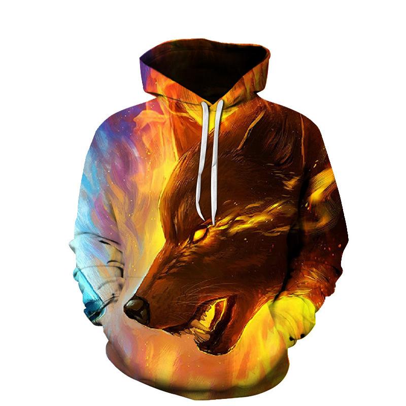 Buy 3d Print Handsome Animal Wolf Hoodie Men's Sweatshirt Autumn Unisex ...