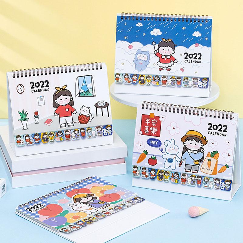 Buy 2022 Desk Calendar Creative Notepad Girls Heart Cartoon Perpetual ...