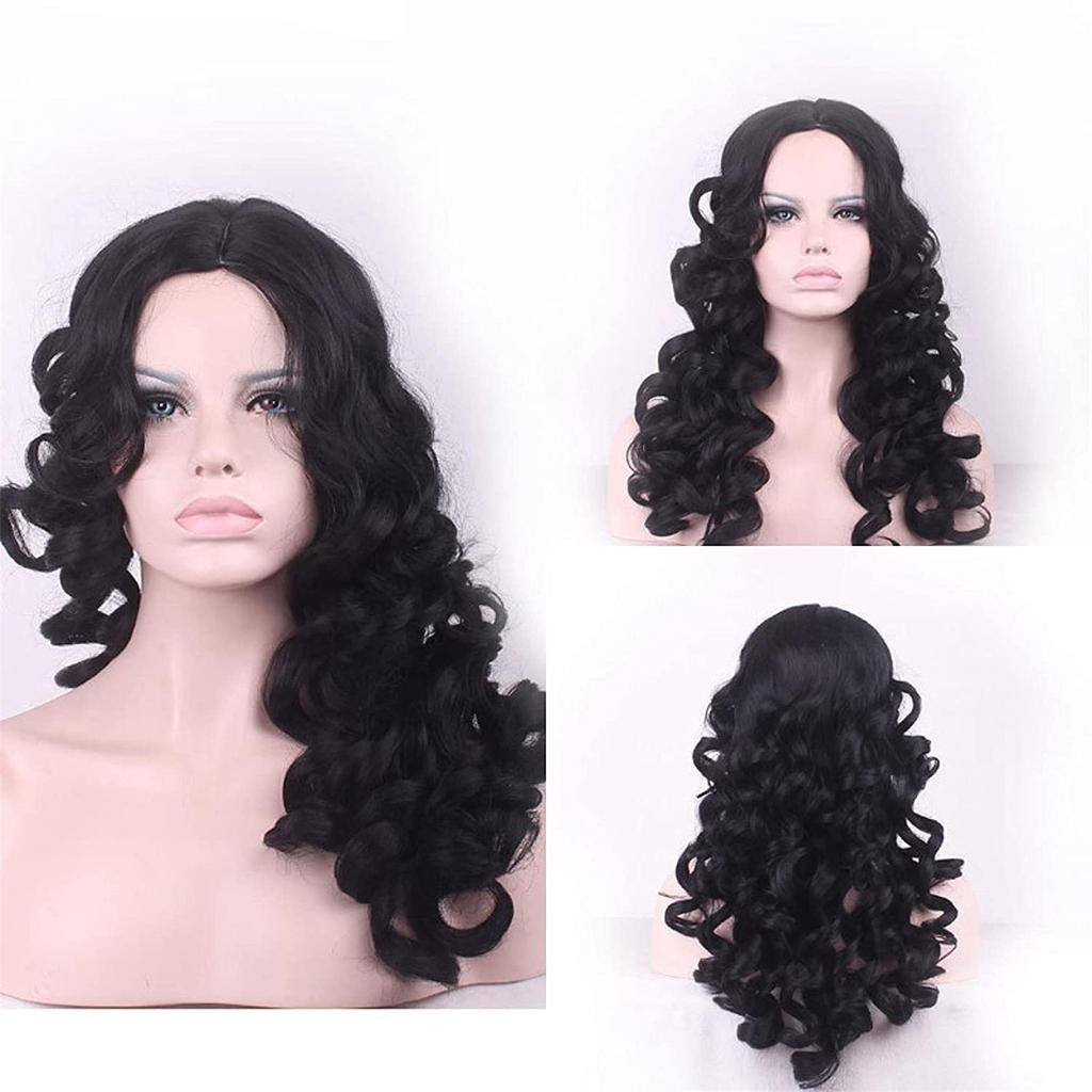 Buy Car Companion Black Wigs Wavy Curly Long Heat Resistant Fiber ...