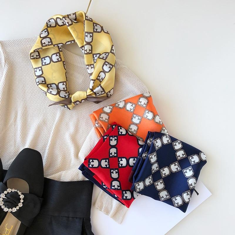 New 2021 Brand 100 %Silk Scarf Fashion Geometric Design Women Summer ...