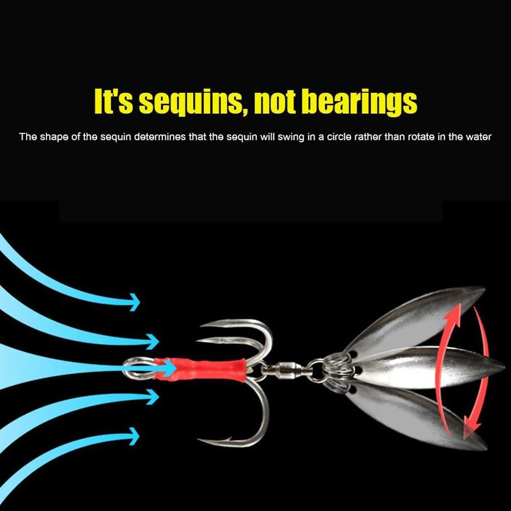 Buy Metal Three Fishing Hooks With Rotatings Sequin Barbed Spinnings ...