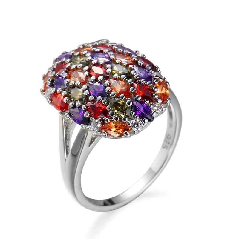 Colorful Rhinestone Ring Engagement Wedding Ring Fashion Jewelry uygun ...