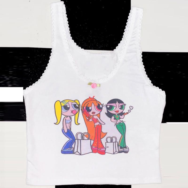 Buy Summer Sexy Female Cartoon Crop Tops Women Sleeveless Straps Camis ...