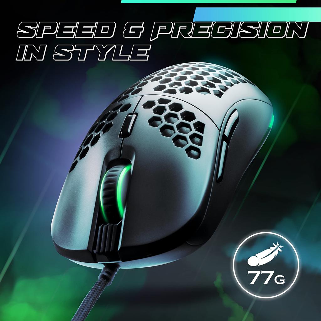 Buy GUNMJO Gram DIY Honeycomb Shell Wired RGB Gaming Mouse 9 Buttons ...