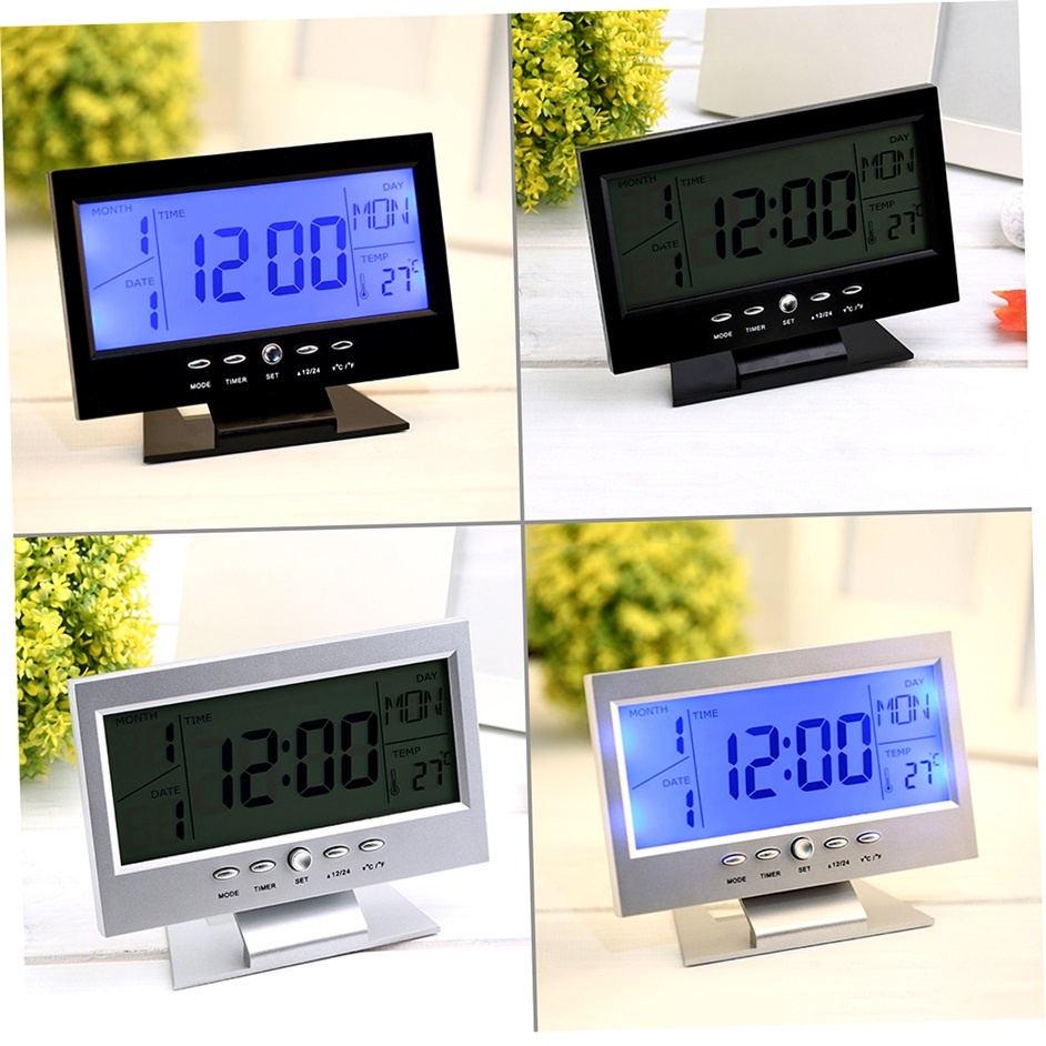 Buy LED Voice Control Alarm Desk Clock Weather Monitor Calendar with ...