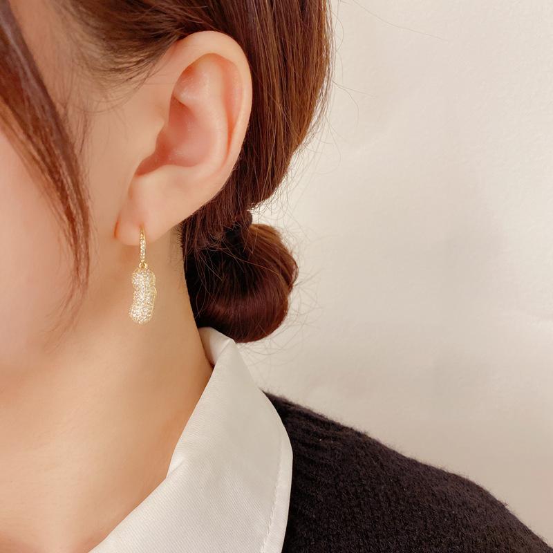 Satın alın Korean Design Sense Micro Inlaid Zircon Pearl Opening Peanut ...