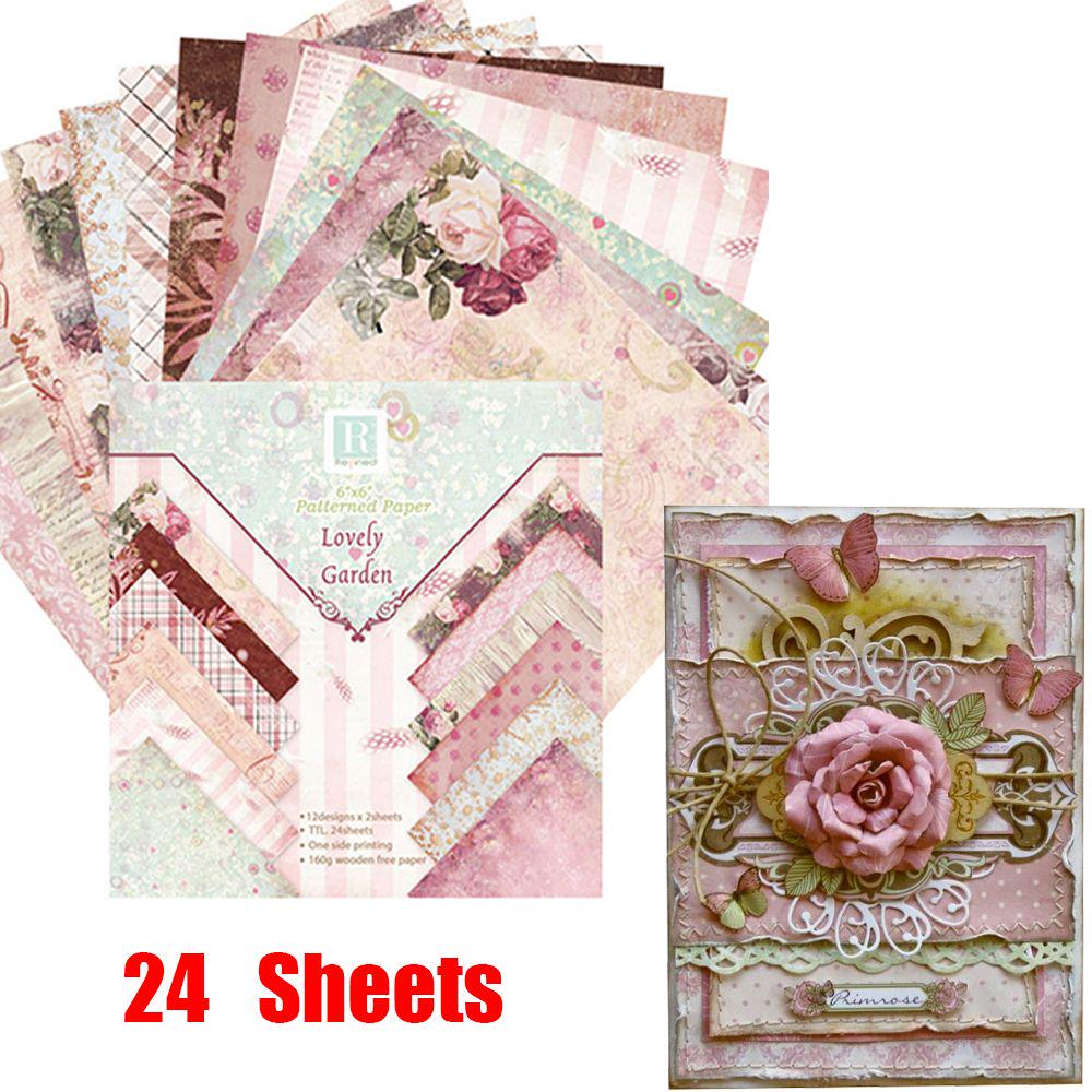 Buy 24 Sheets Decor Paper Pads DIY Origami Scrapbooking Cutting Dies ...