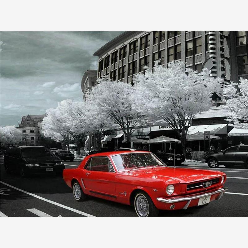 Red Cars on The Road DIY Diamond Painting Full Round 5D Rhinestones ...