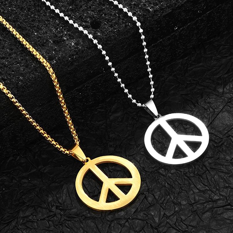 Peace Symbol Pendants Necklace Against War Stop Hate Chain Necklace ...
