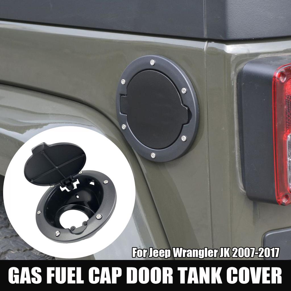 Buy Aluminum Alloy Black Fuel Filler Door Cover Gas Tank Cap For Jeep ...