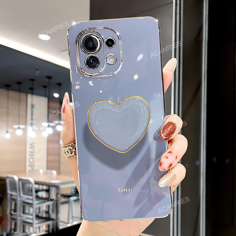 S 21 20 Plating Love Heart Phone Holder Case For Samsung Galaxy S21 Plus Ultra S20 Fe 5g S22 ...