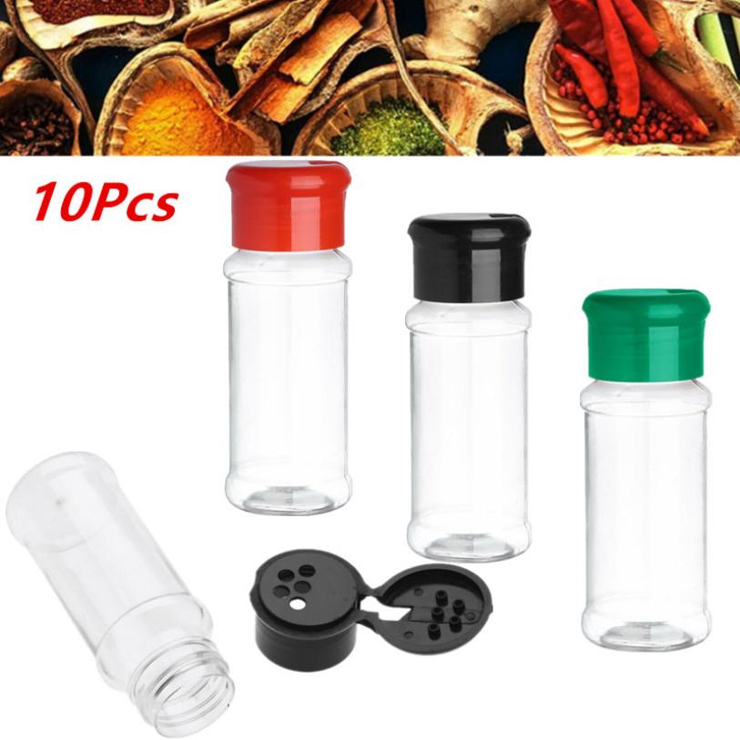 Buy 10Pcs 100ml Spice Jar Plastic Salt Pepper Seasoning Jar Kitchen ...