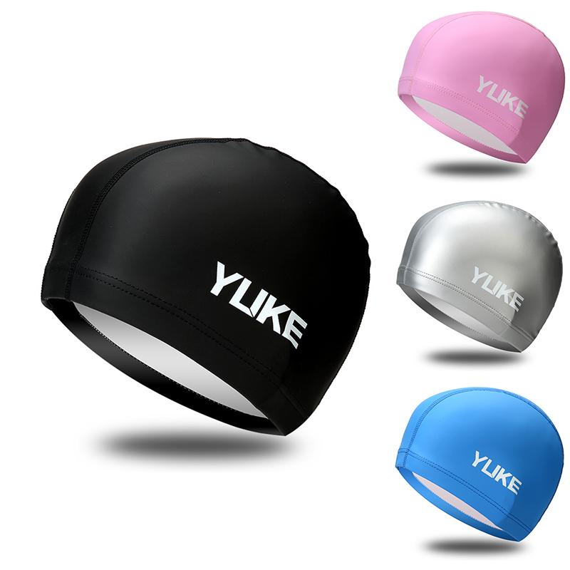 Buy Men & Women Waterproof PU Swim Cap Protect Ears Long Hair Sports ...