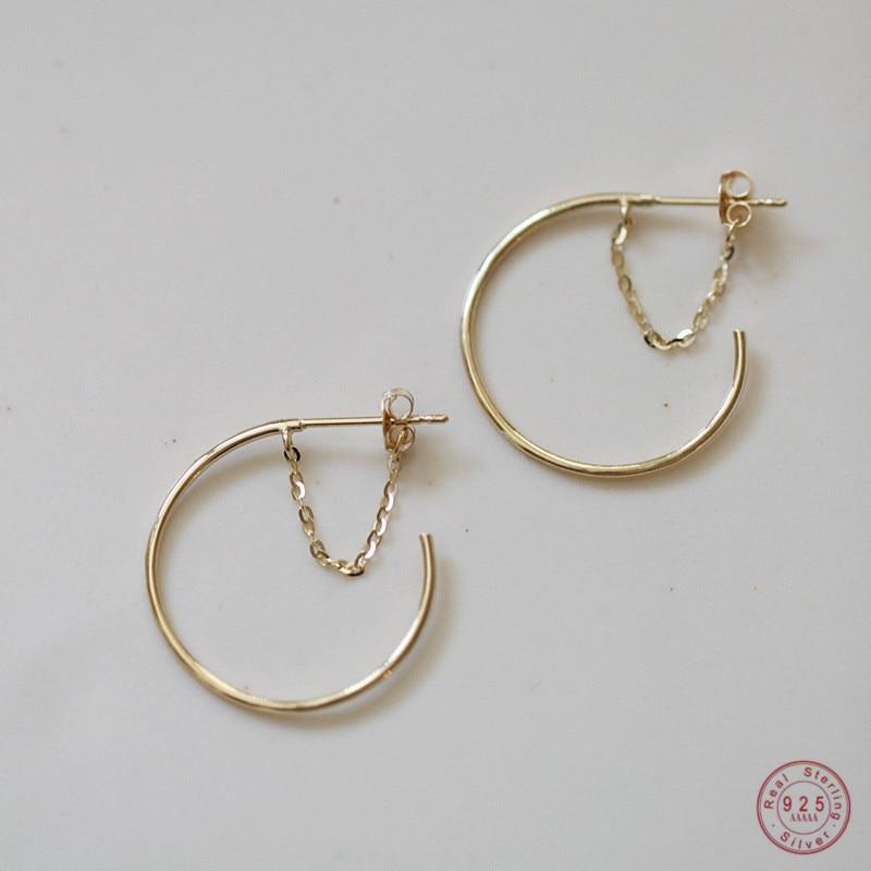 Buy 925 Sterling Silver Plated European Simple Round Earrings Women ...
