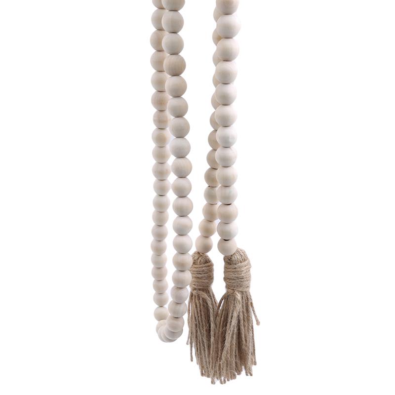 Buy Wooden Bead String Garland With Tassels Farmhouse Beads Rustic ...
