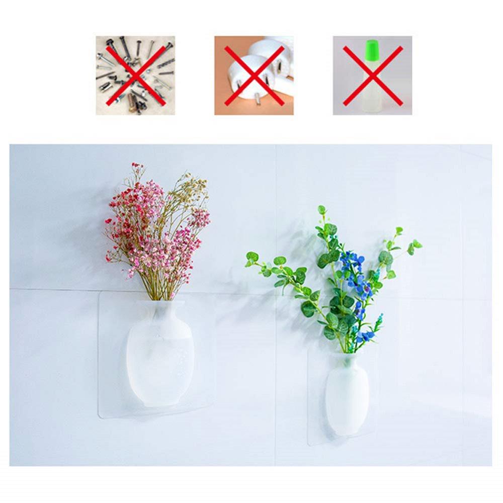 Buy Magic Rubber Silicone Sticky Flower Wall Hanging Vase Container ...