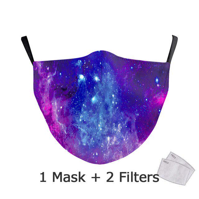 Starry Cute Cat Pattern Printed Protective Face Fabric Masks PM 2.5 ...